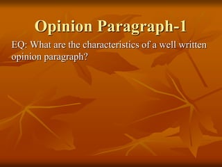 How to write an Opinion Paragraph writing.ppt | Sailing | Sports