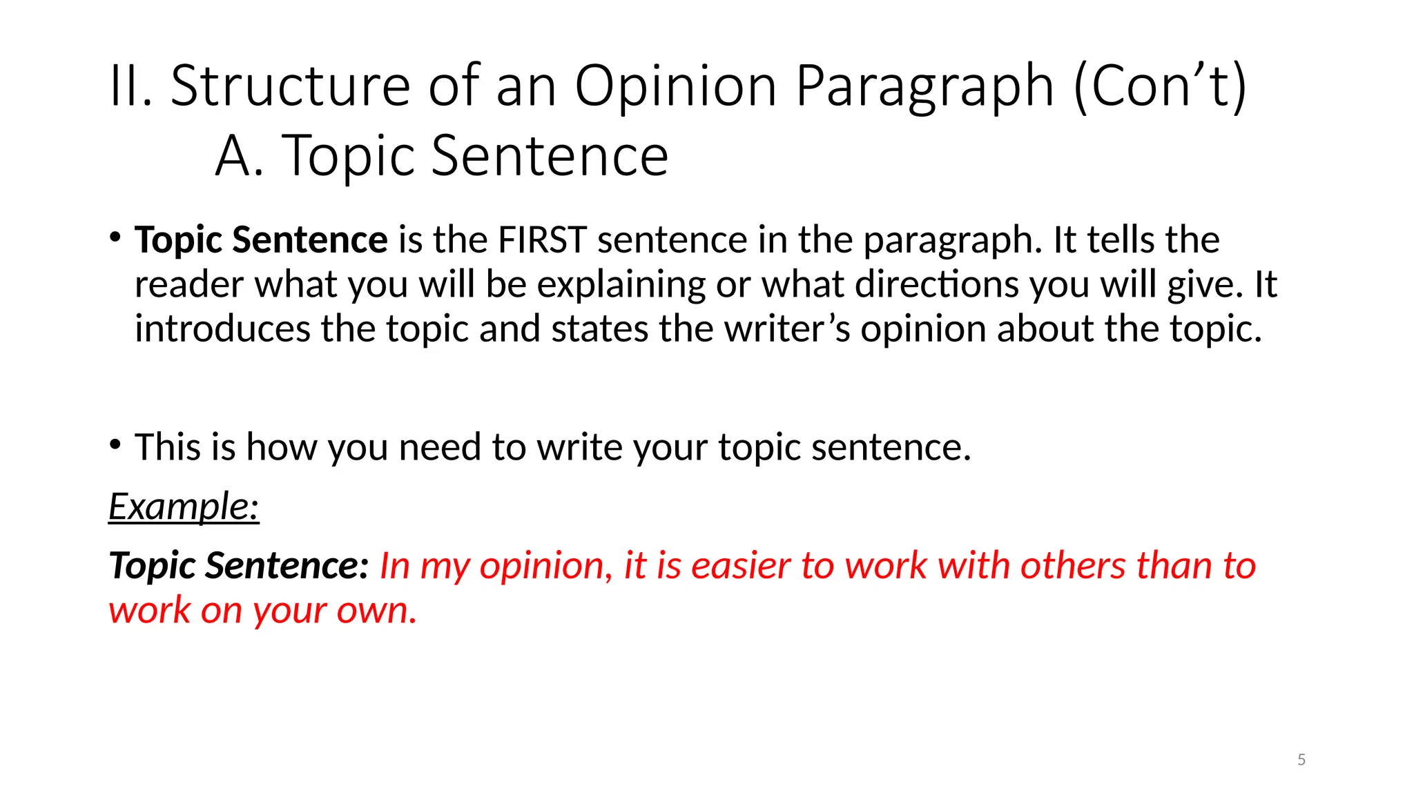 Power Point Slides on How to Write Opinion Paragraph | PPT | Free Download