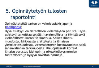 Opinnäytetyön prosessi 24.1.2013 | PPT