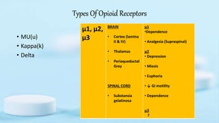 Opioid Receptors and the opioid analgesics | PPTX