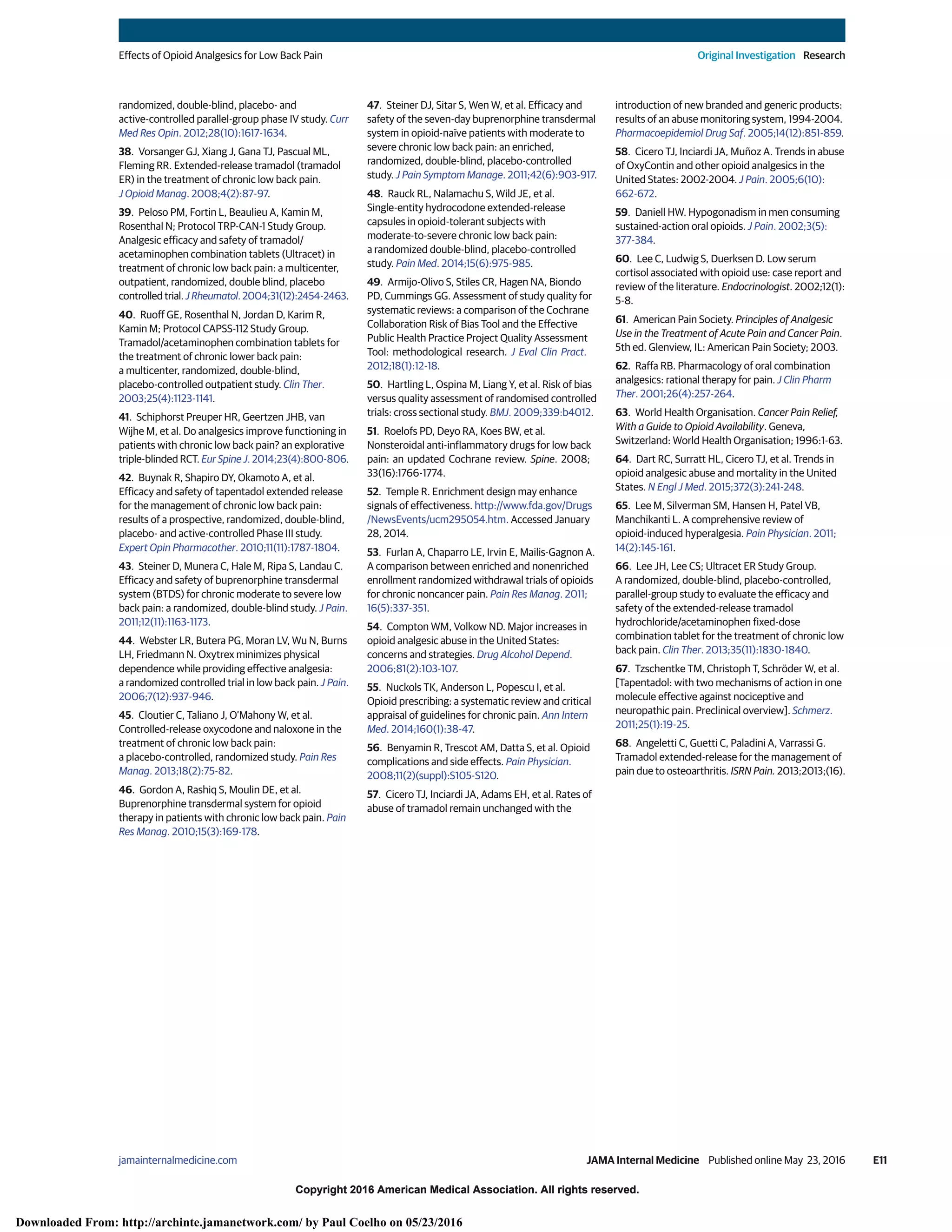 Opioids for LBP Meta-Analysis JAMA | PDF