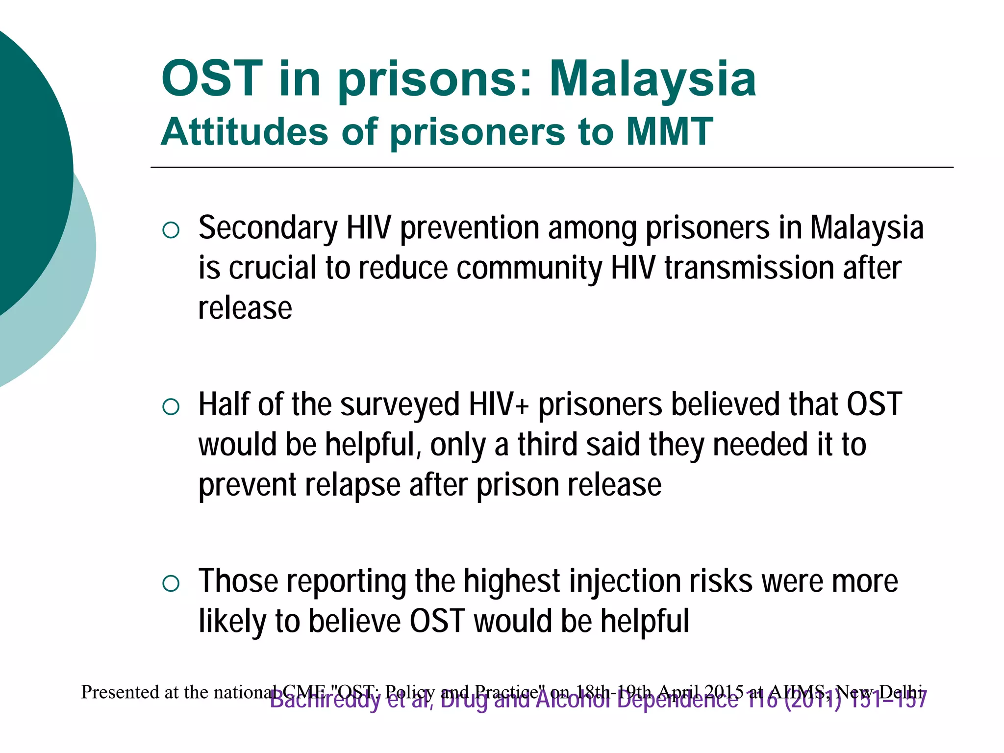 Opioid substitution therapy (ost) models of programme design and ...
