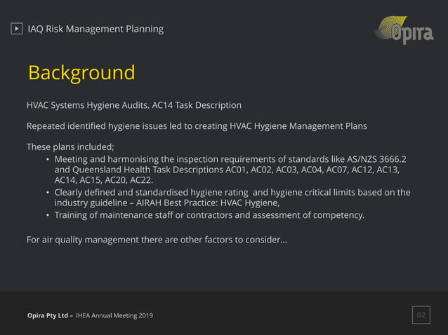 Opira - Indoor Air Quality Risk Management Planning | PPT