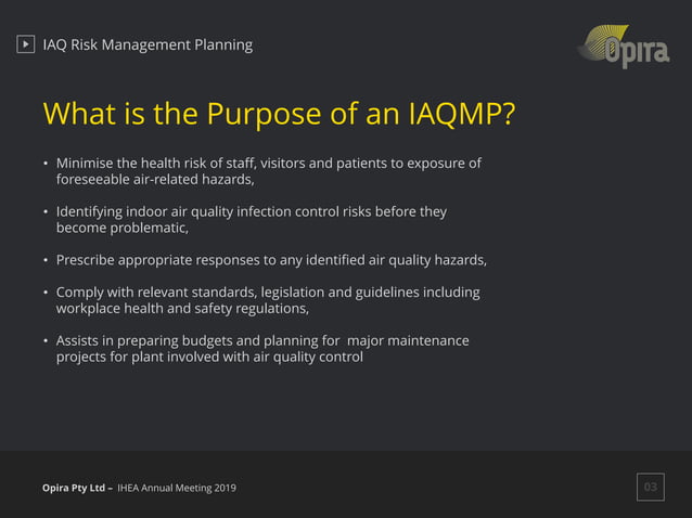 Opira - Indoor Air Quality Risk Management Planning | PPT