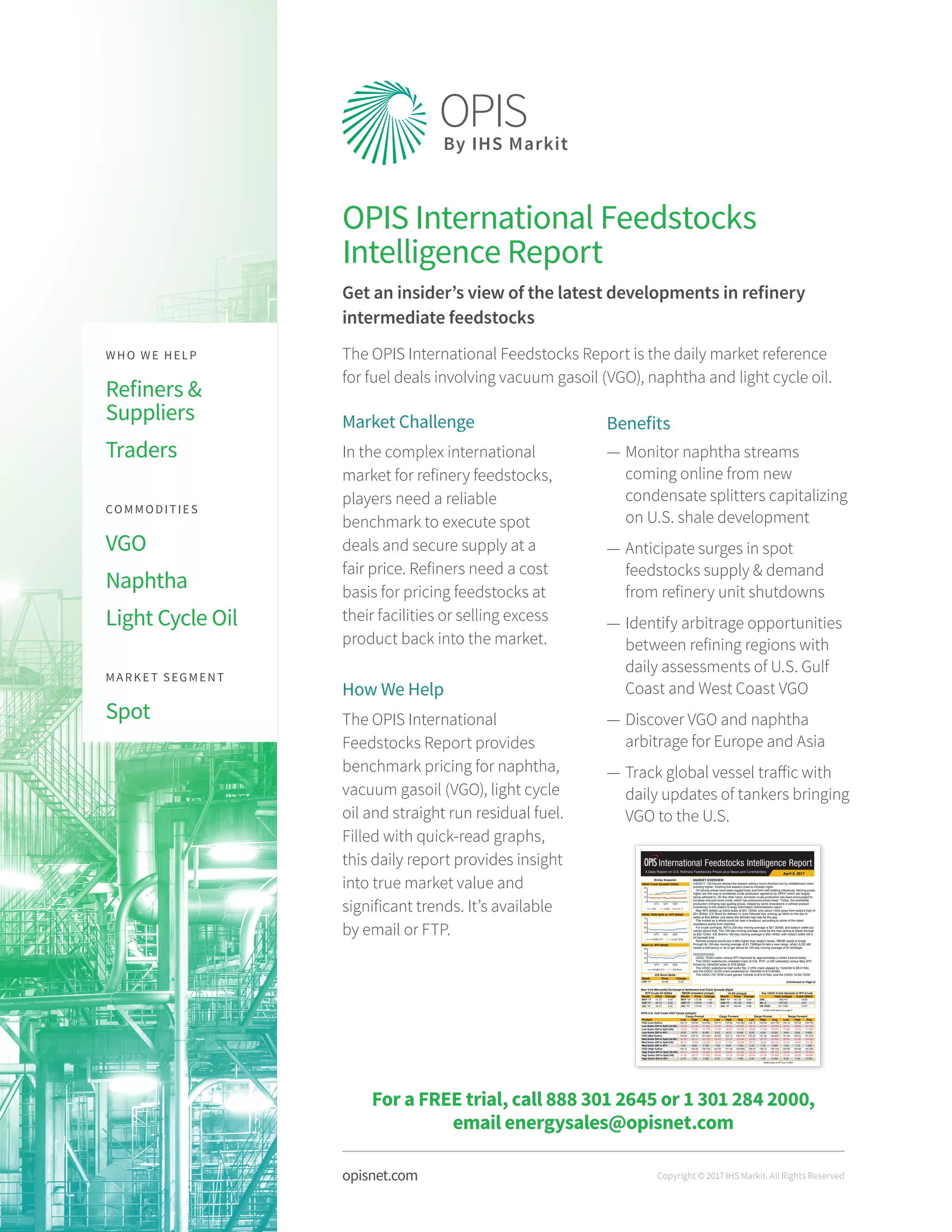 OPIS Fact Sheet: International Feedstocks Intelligence Report | PDF