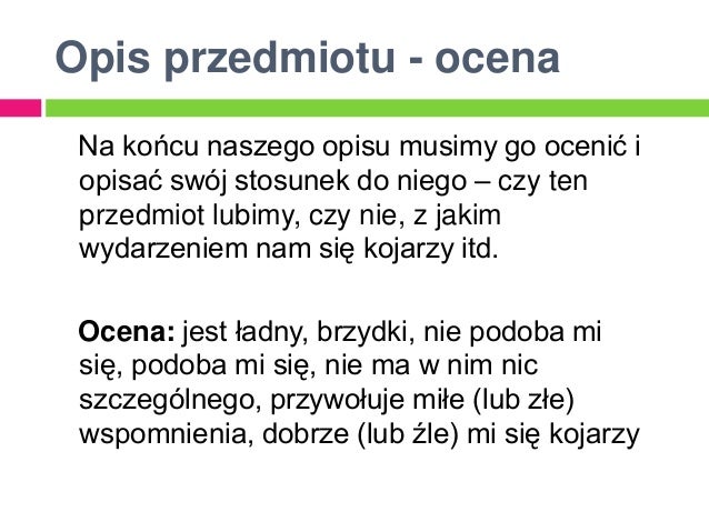 Opis – przedmiot, postać, obraz