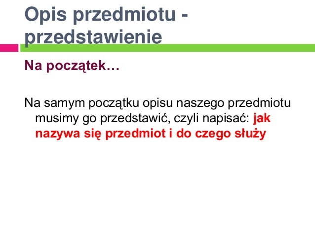 Opis – przedmiot, postać, obraz