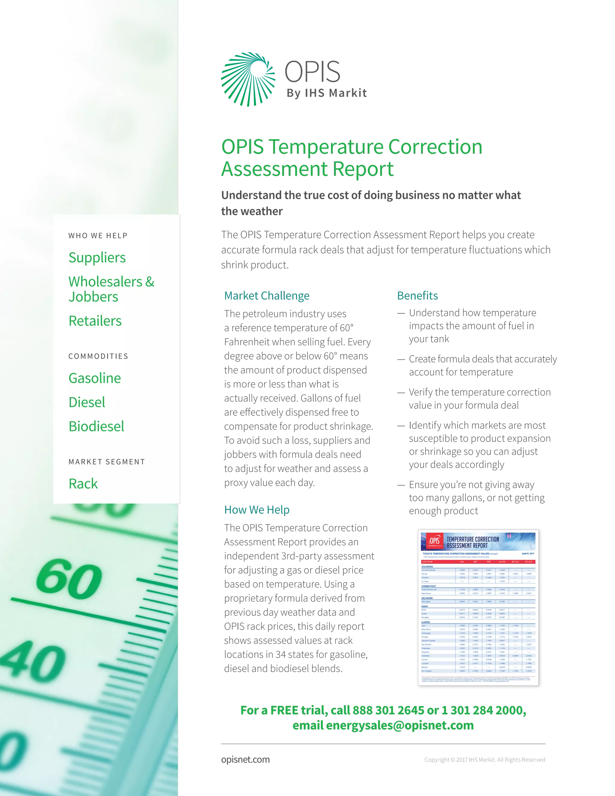 OPIS Fact Sheet: Temperature Correction Assessment Report | PDF