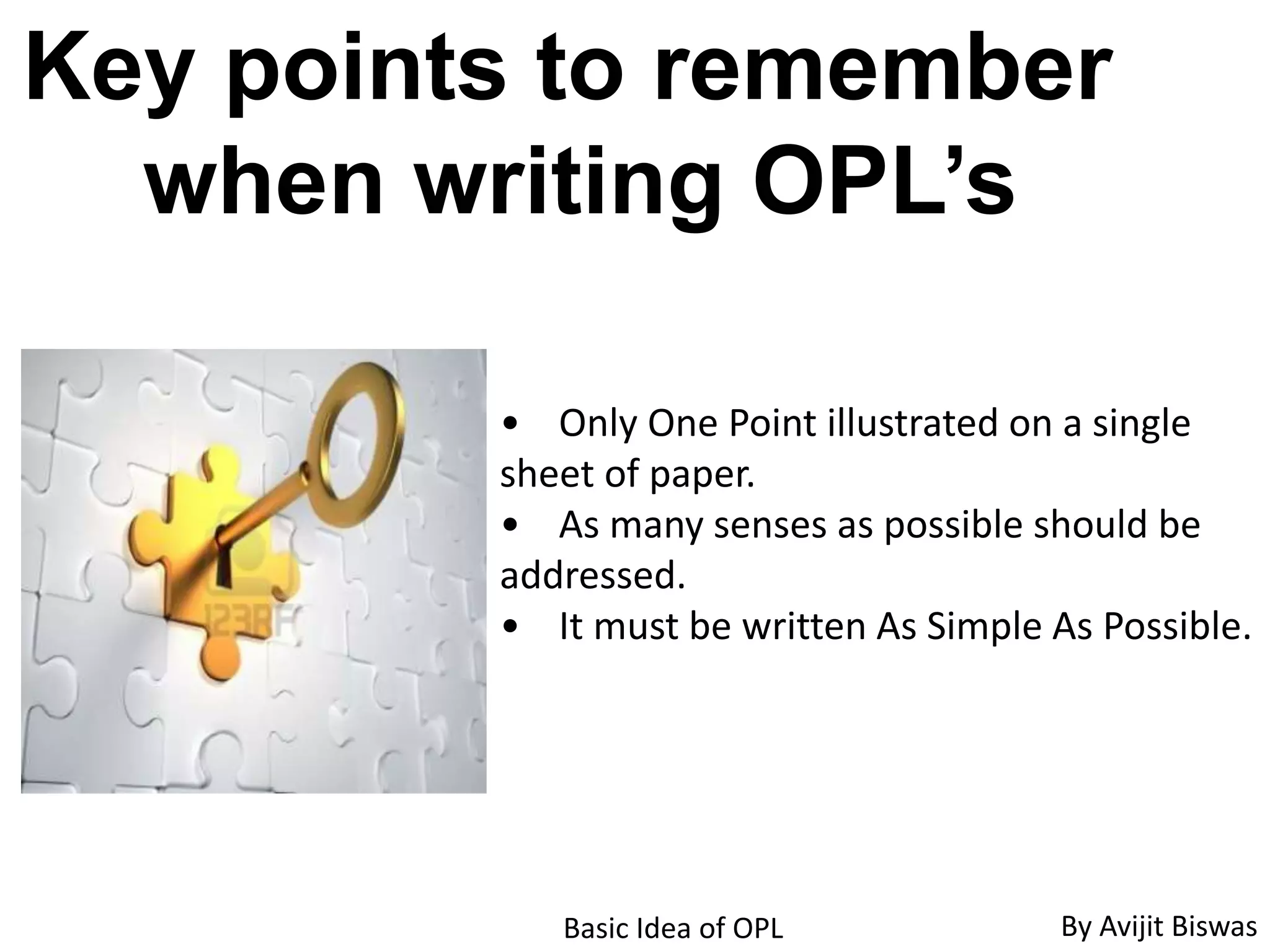One Point Lesson (OPL) Basic presentation | PPTX