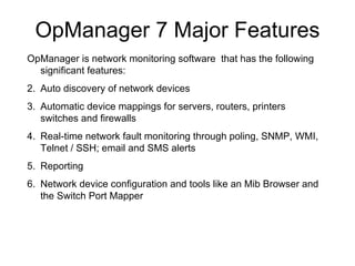 OpManager Major Features | PPT