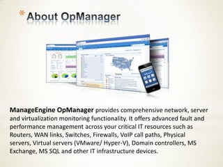OpManager - A smart alternative to complex network management ...