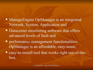 OpManager Review | PPT | Operating Systems | Computer Software and Applications