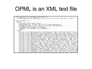 OPML: What is it? | PPT | Web Design and HTML | Internet