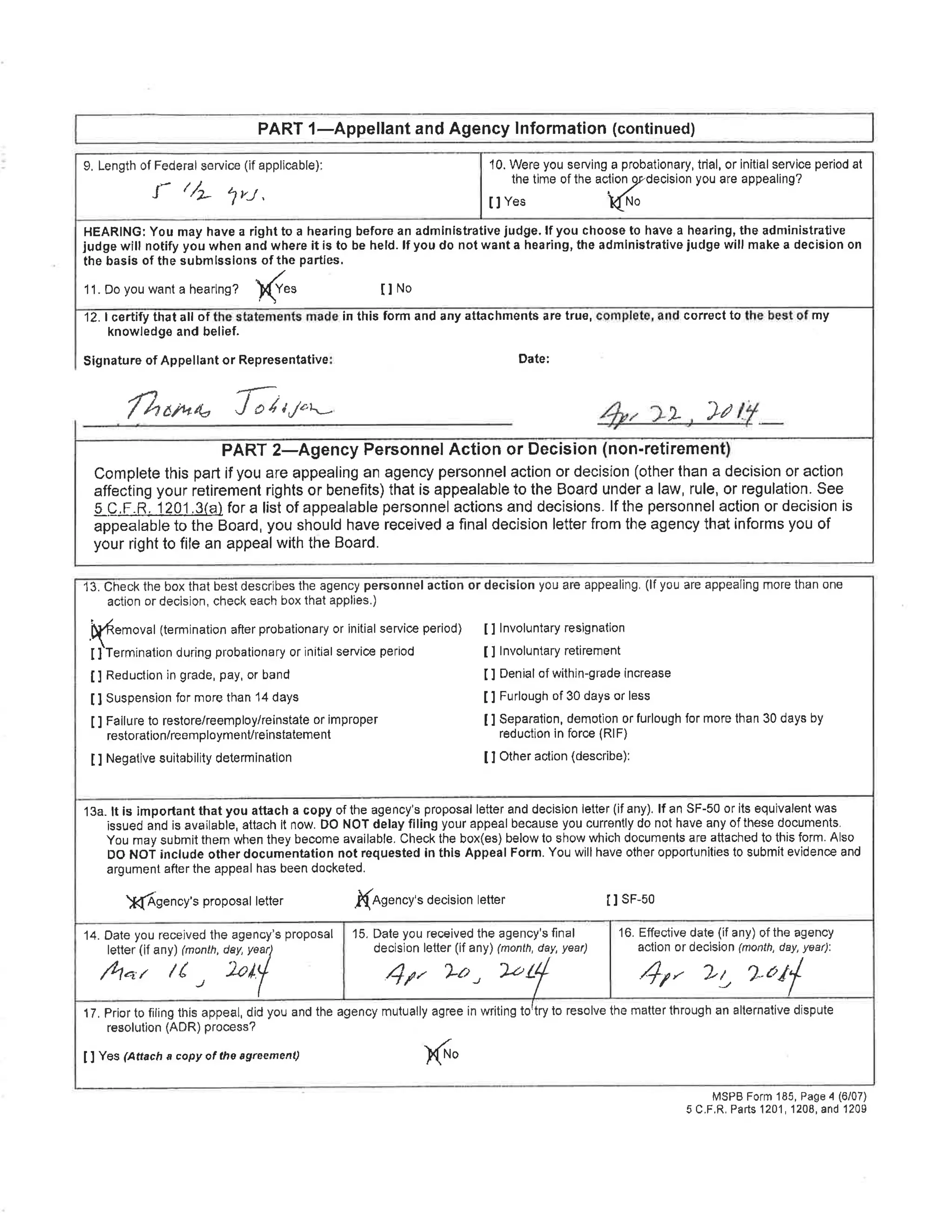 OPM Mock Appeal Form | PDF