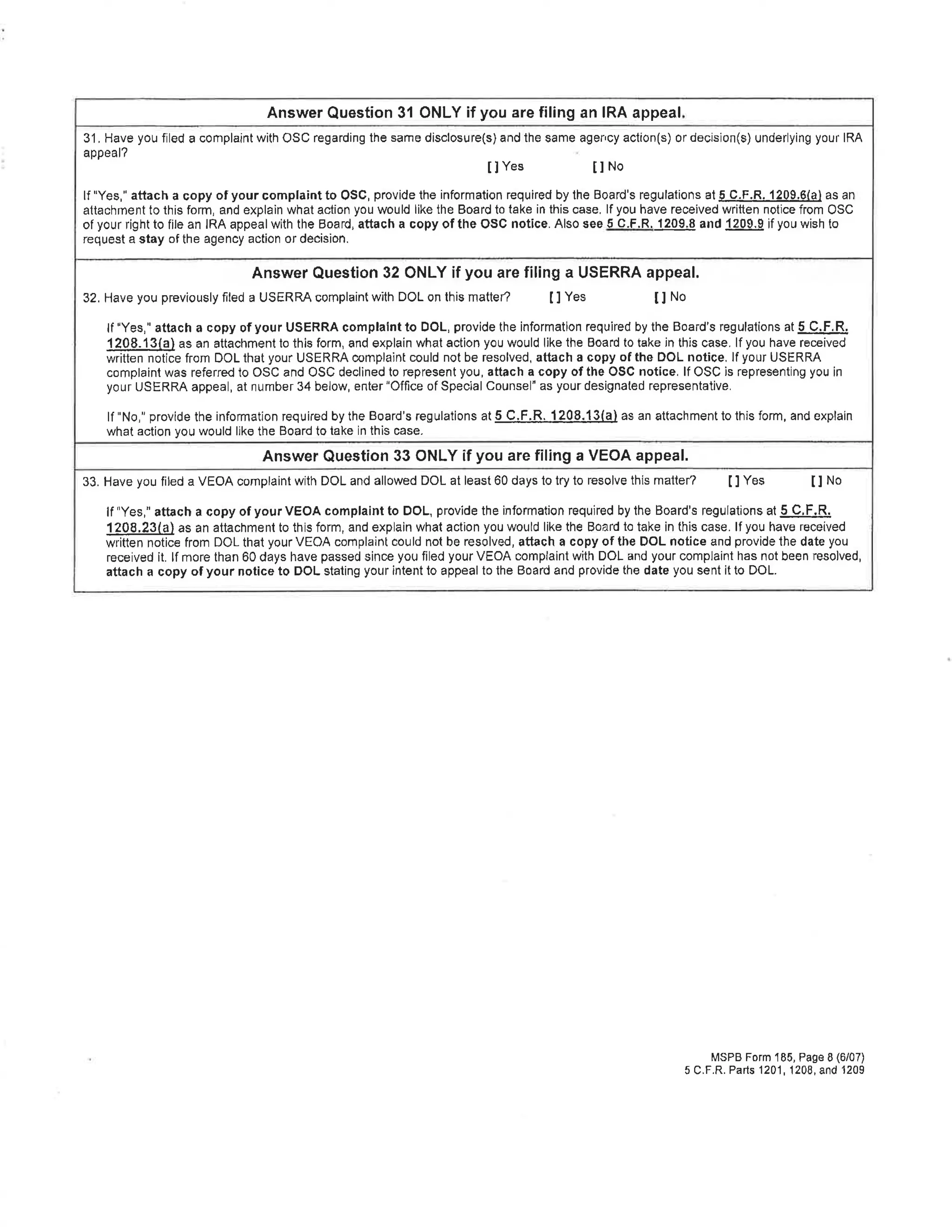 OPM Mock Appeal Form | PDF