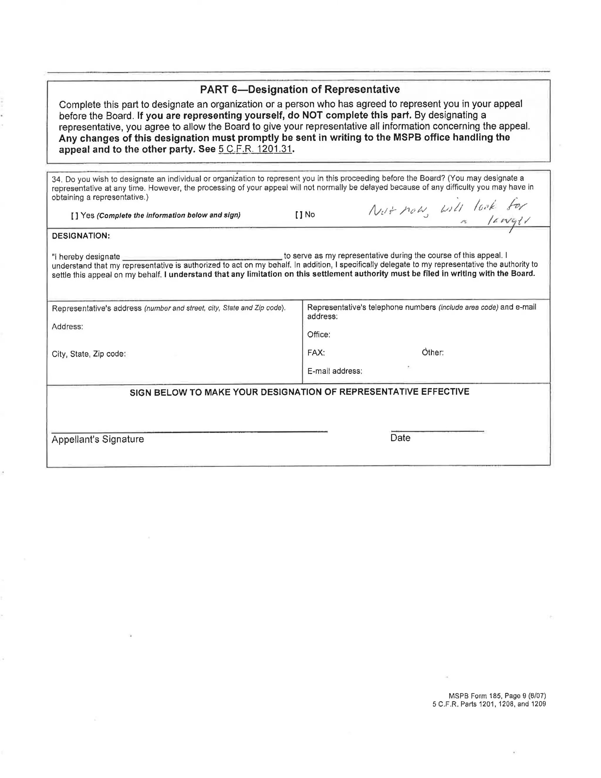 OPM Mock Appeal Form | PDF