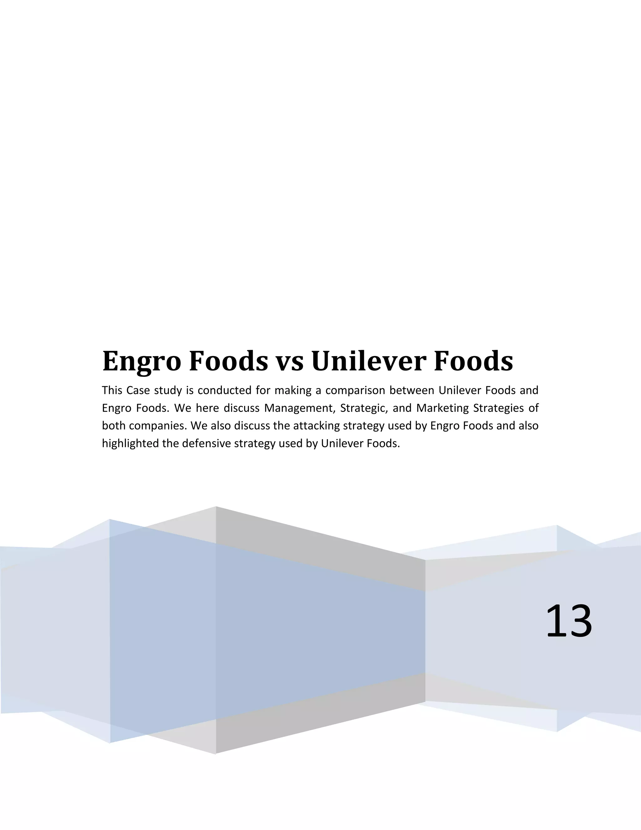 Engro foods vs Unilever foods (A comparative study) | DOCX