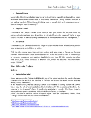 Engro foods vs Unilever foods (A comparative study) | DOCX