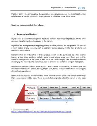 Engro foods vs Unilever foods (A comparative study) | DOCX