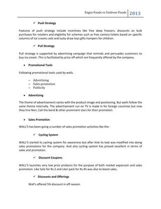 Engro foods vs Unilever foods (A comparative study) | DOCX