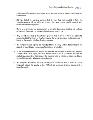 Engro foods vs Unilever foods (A comparative study) | DOCX