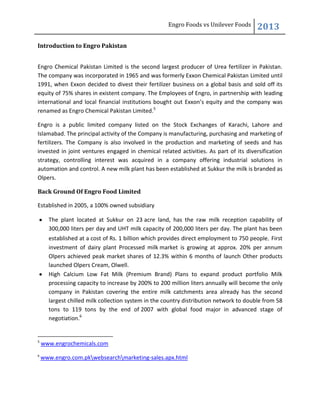 Engro foods vs Unilever foods (A comparative study) | DOCX
