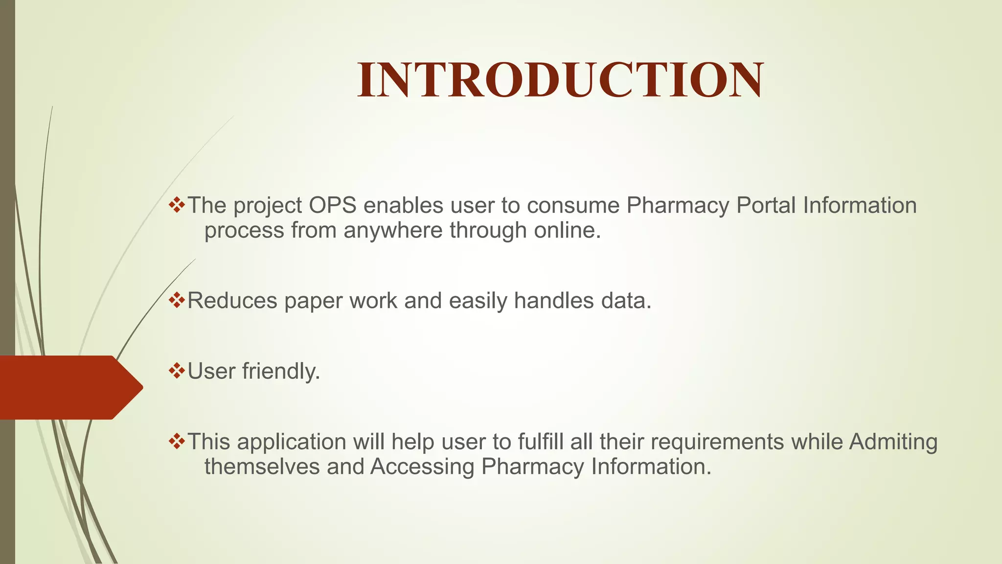 ONLINE PHARMACY SYSTEM(OPS) | PPTX