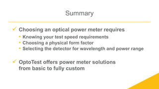 Optical Power Meter Selection Guidelines | PDF | Physics | Science
