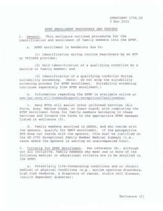 EFMP OPNAVINST 1754.2D
