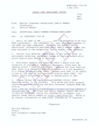 EFMP OPNAVINST 1754.2D