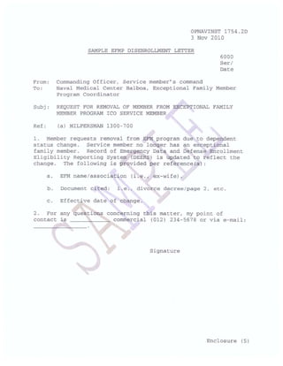 EFMP OPNAVINST 1754.2D