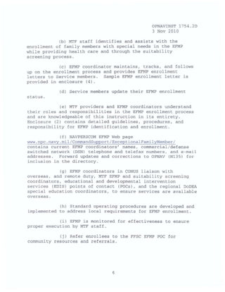 EFMP OPNAVINST 1754.2D