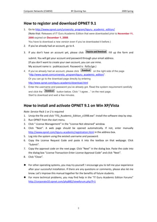 Opnet9.1 guide line | PDF