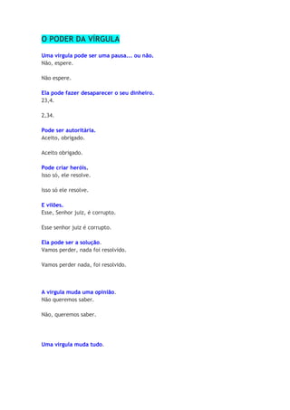 O poder da vírgula | DOCX