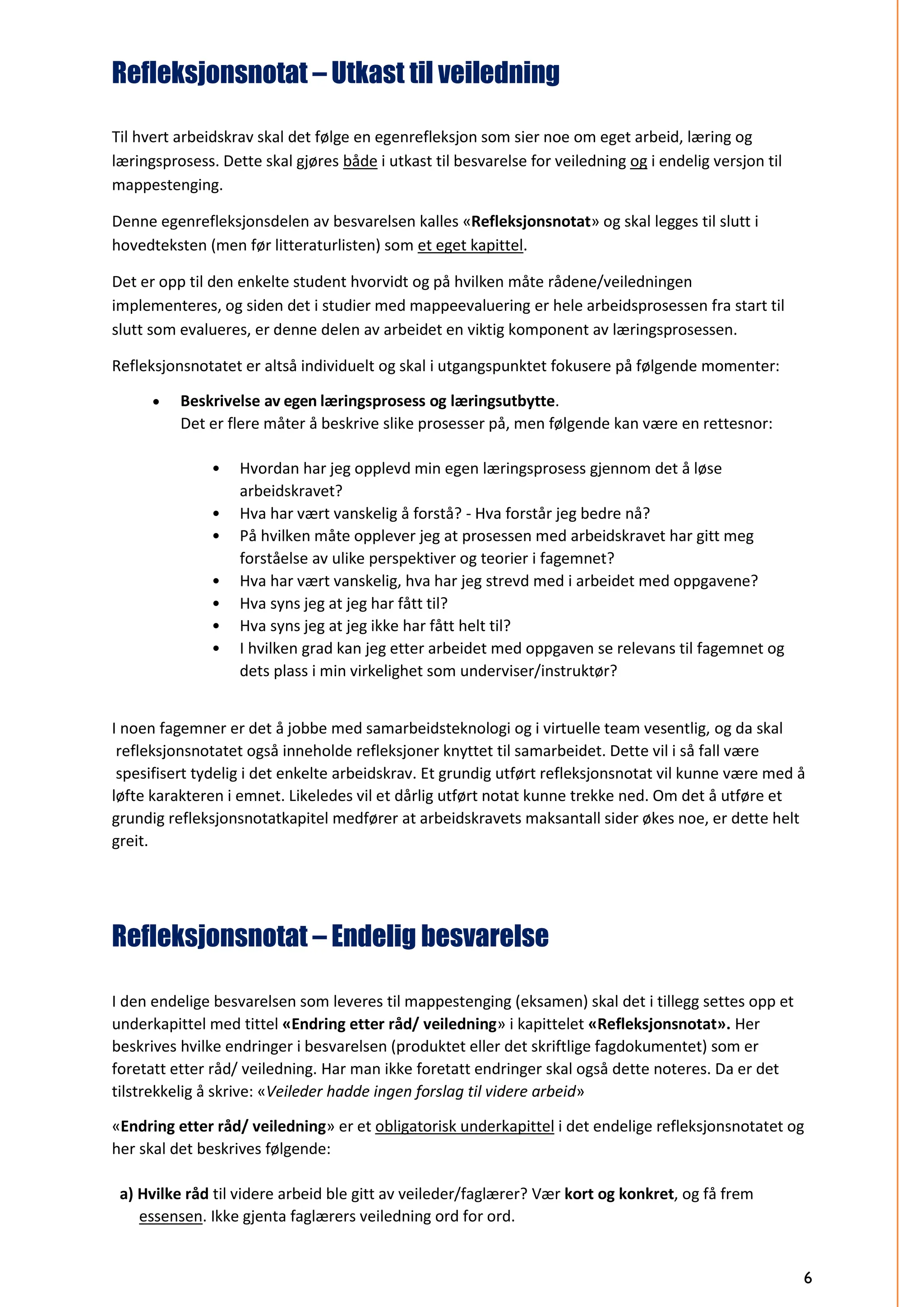 Retningslinjer for mappevurdering ved IKTL | PDF