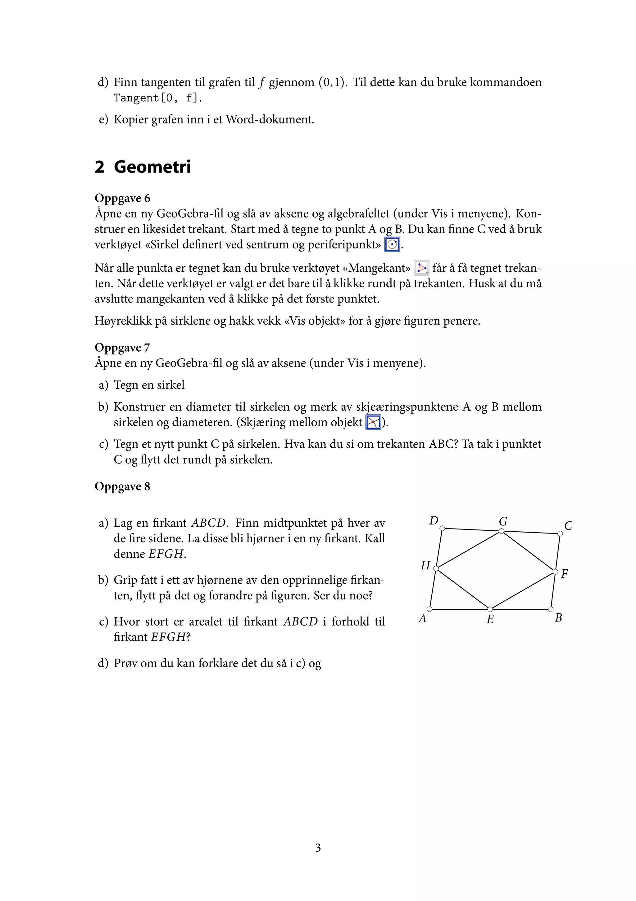 Oppgaver til GeoGebra-kurs del 1 | PDF