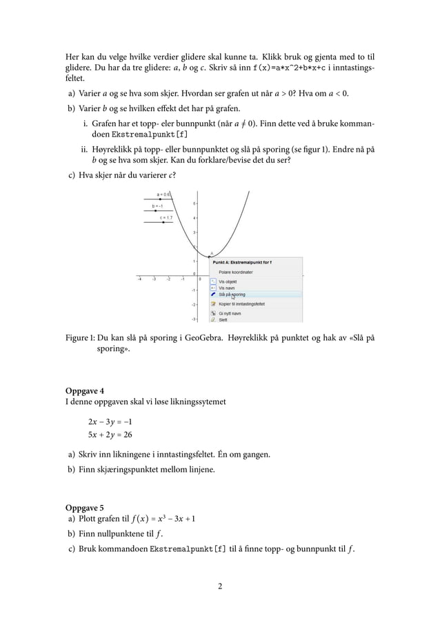 Oppgaver til GeoGebra-kurs del 1 | PDF