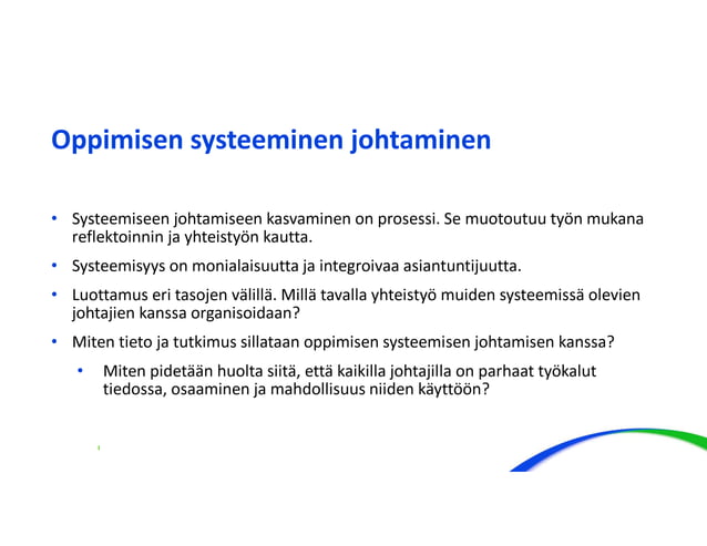 Oppimisen systeeminen johtaminen | PDF