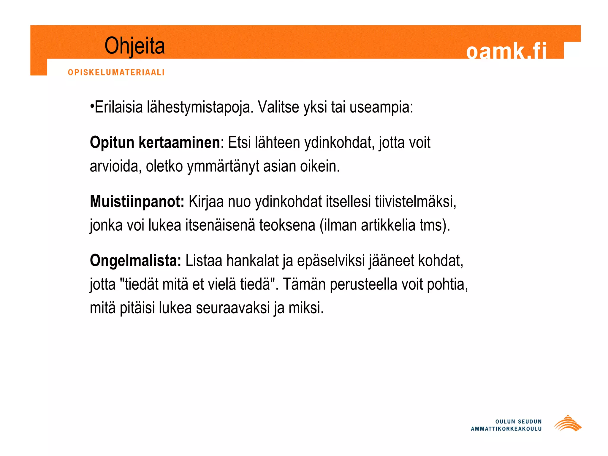 Oppimispaivakirjaohje | PPT