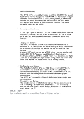Oppo A17 Specification | DOCX