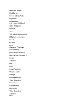 Oppo A17 Specification | DOCX