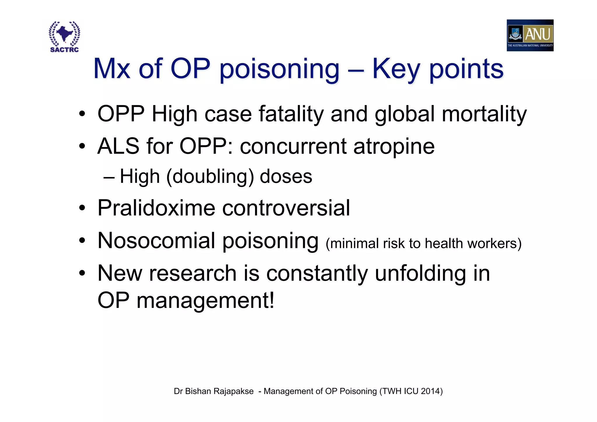 The emergency and intensive care management of OP poisoning | PDF