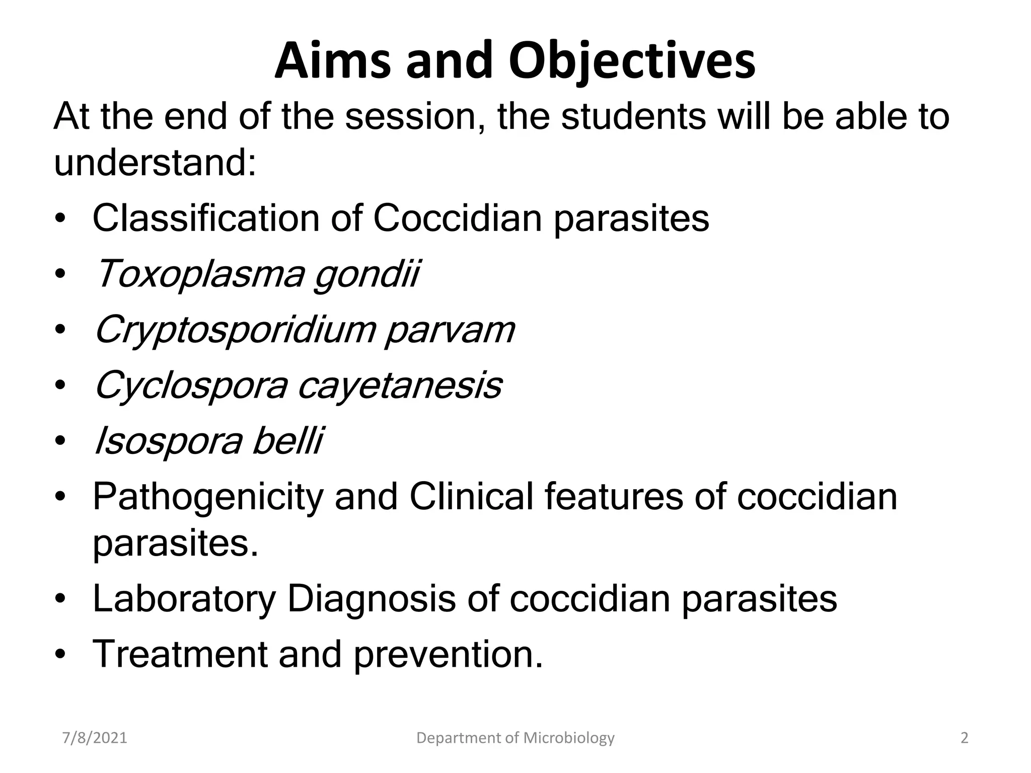 Opportunistic coccidian parasites | PPTX