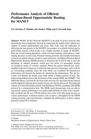 Position based Opportunistic routing in MANET | PDF
