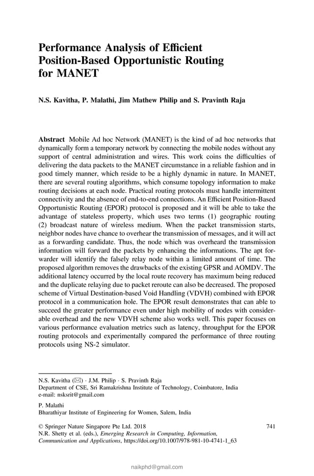 Position based Opportunistic routing in MANET | PDF