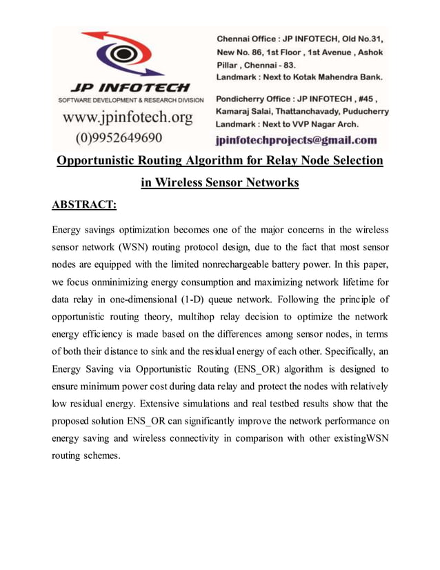 Opportunistic routing algorithm for relay node | PDF