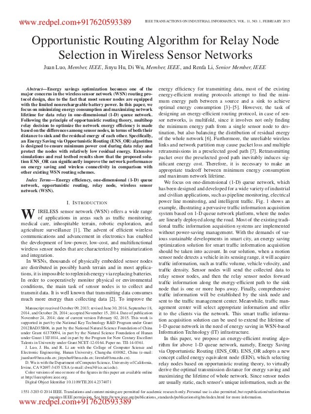 Opportunistic Routing Algorithm For Relay Node Selection In Wireless 
