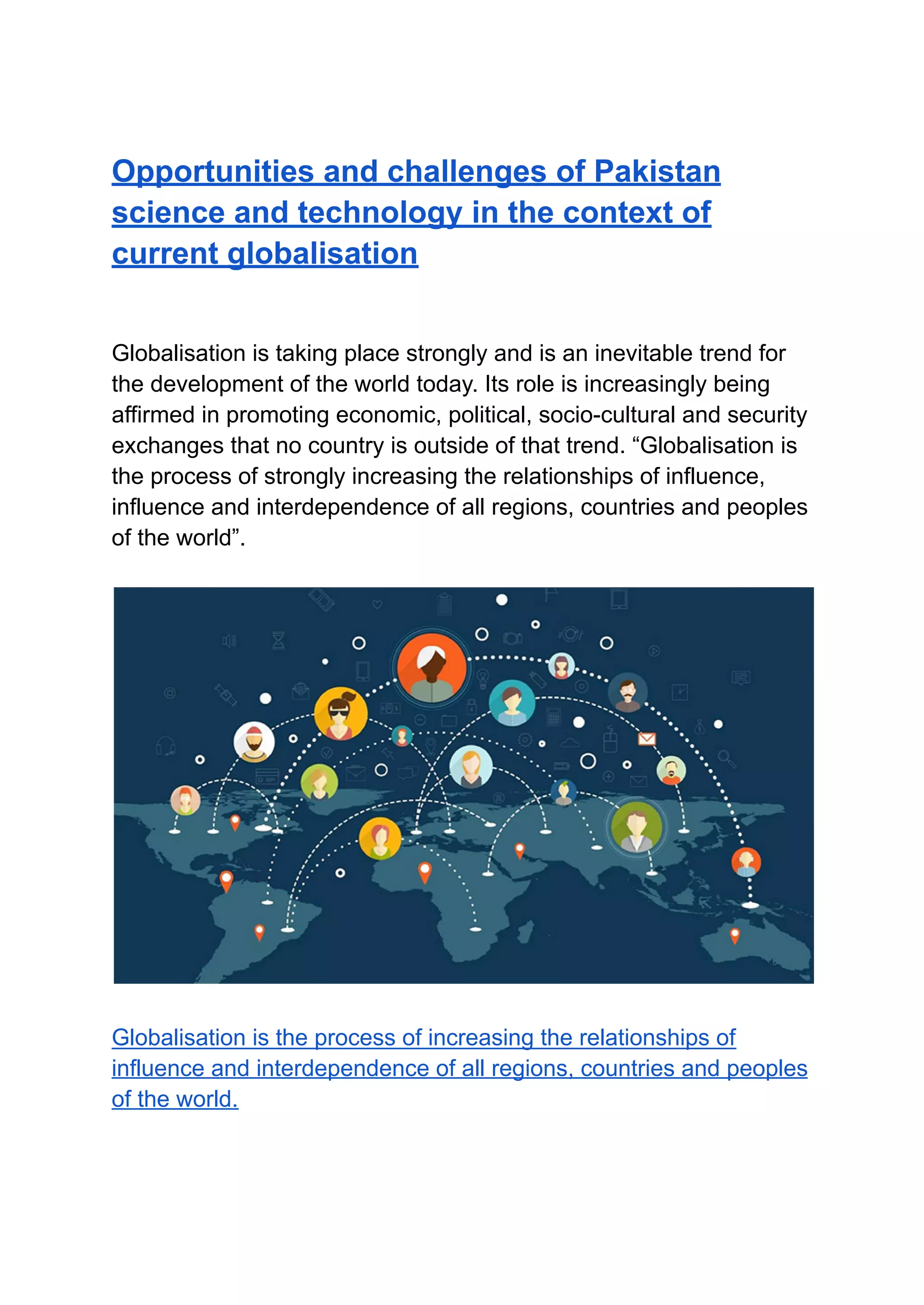 Opportunities and challenges of Pakistan science and technology in the ...