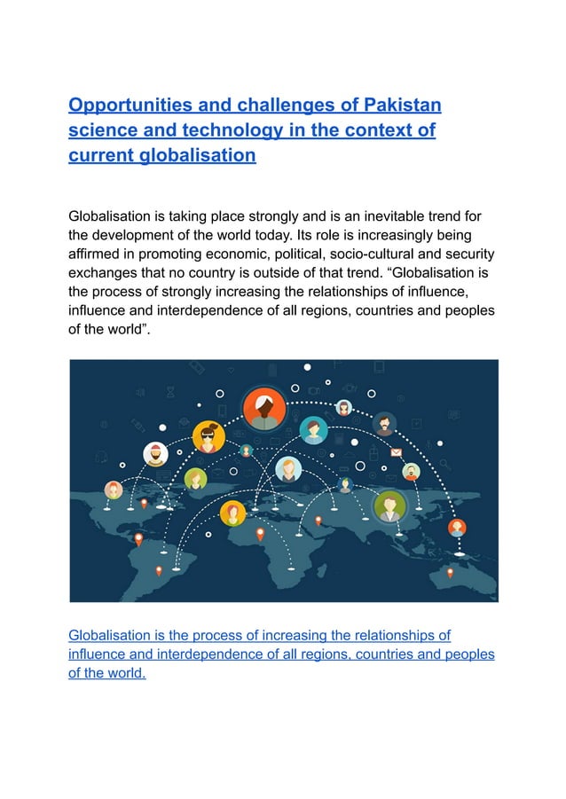 Opportunities and challenges of Pakistan science and technology in the context of current ...