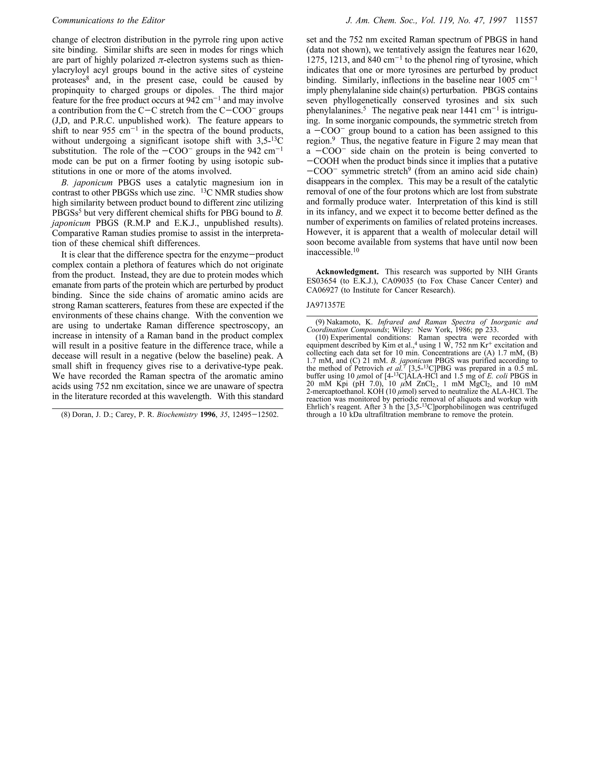 Opportunities for probing the structure and mechanism of porphobilinogen synthase by raman ...